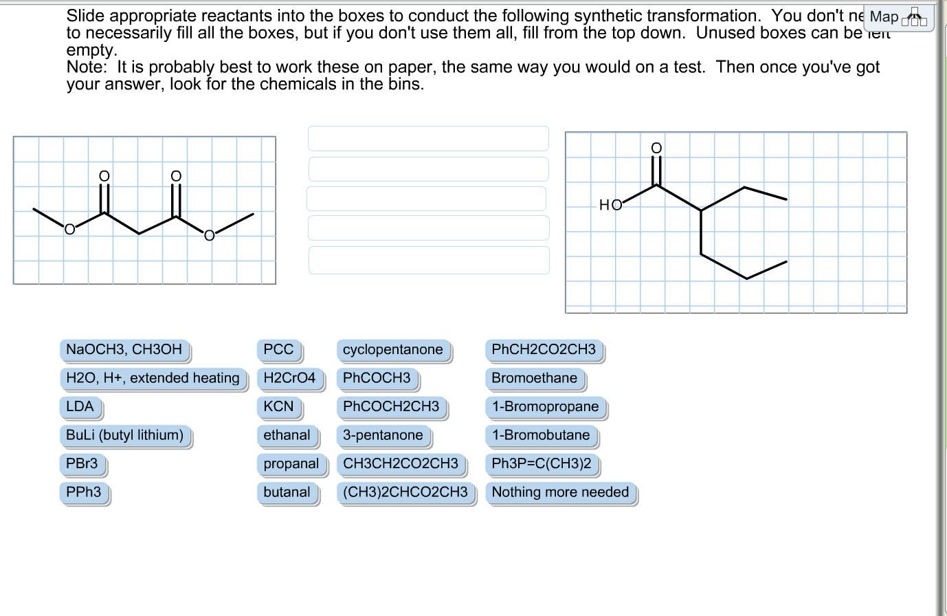 Solved Slide appropriate reactants into the boxes to conduct | Chegg.com