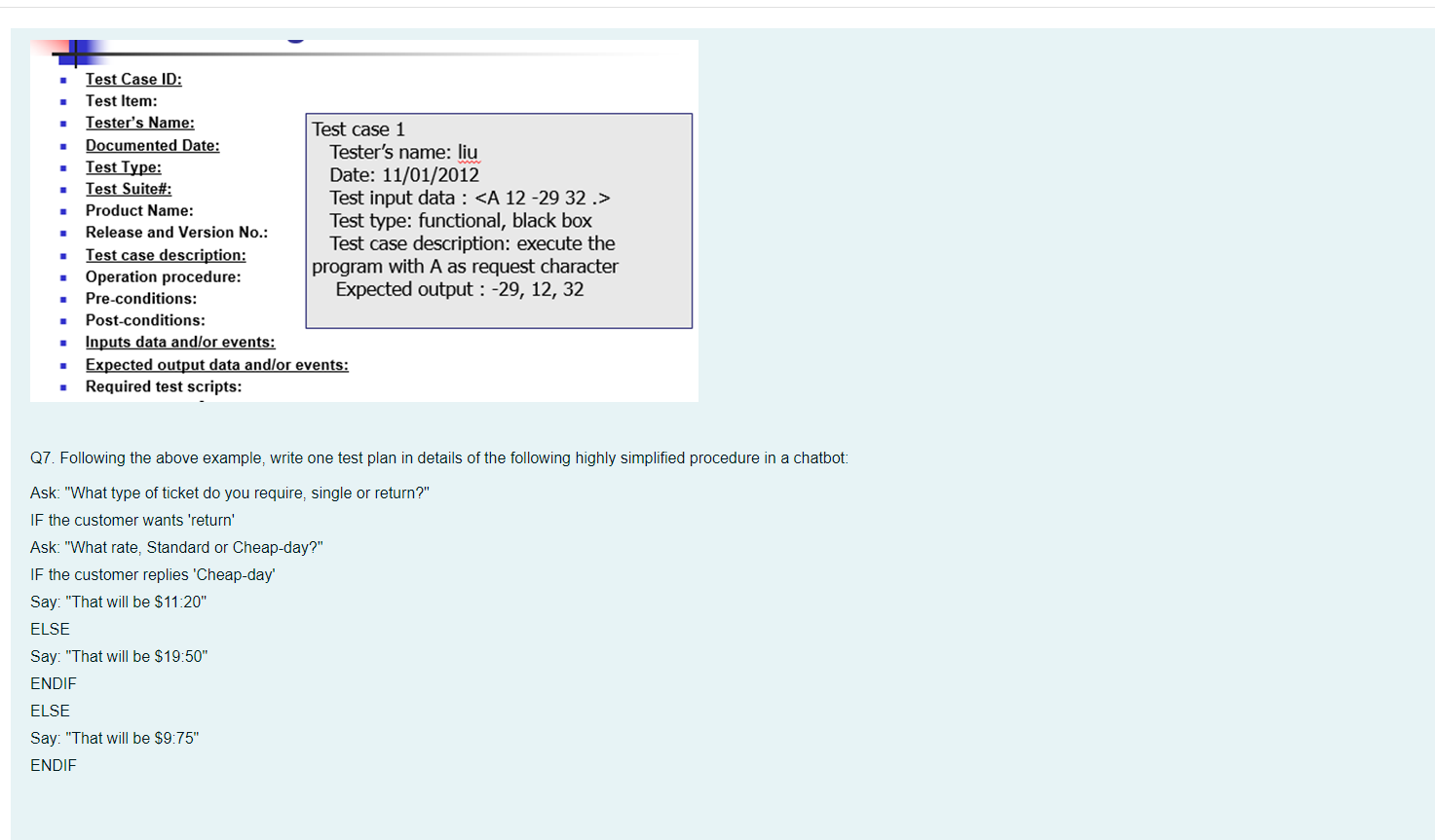 Solved Test Case ID: Test Item: Tester's Name: Test case 1 | Chegg.com