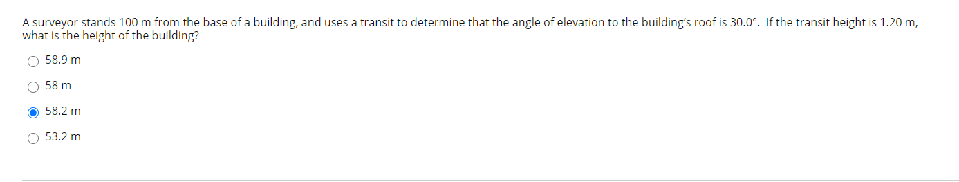 Solved A surveyor stands 100 m from the base of a building, | Chegg.com