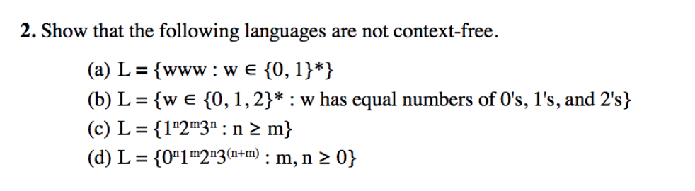 Solved 2. Show that the following languages are not | Chegg.com