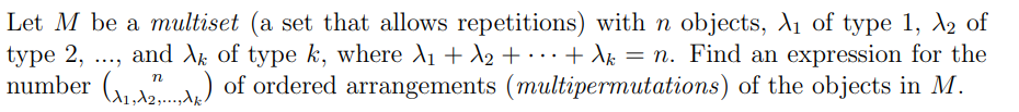 Solved Let M be a multiset (a set that allows repetitions) | Chegg.com