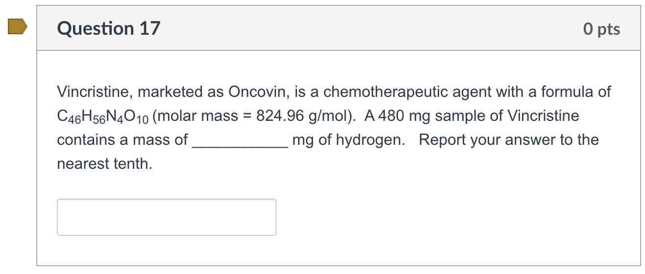 Solved Vincristine, marketed as Oncovin, is a | Chegg.com