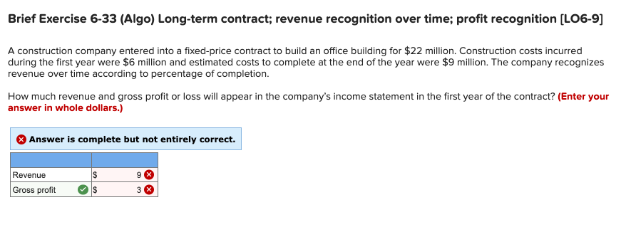Brief Exercise 6-33 (Algo) Long-term contract; | Chegg.com