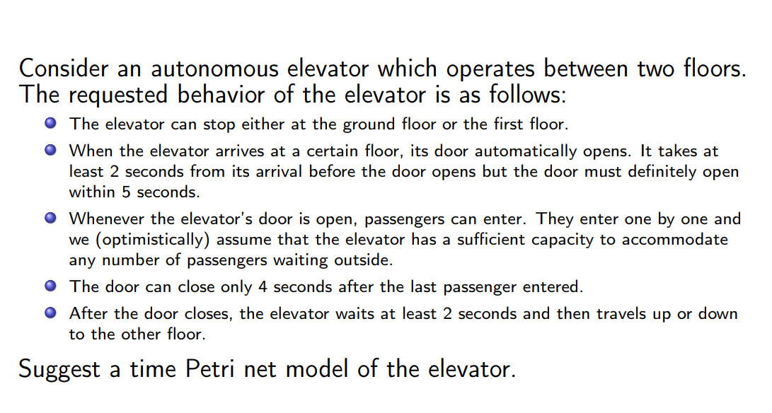 Solved Consider an autonomous elevator which operates | Chegg.com