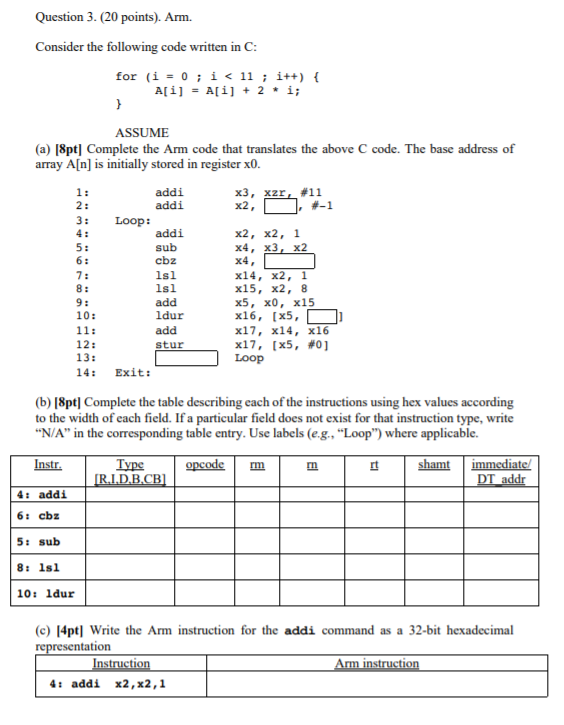 Solved Question 3. (20 points). Arm. Consider the following | Chegg.com