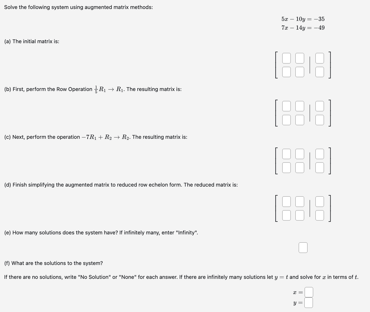 Solved Solve the following system using augmented matrix | Chegg.com