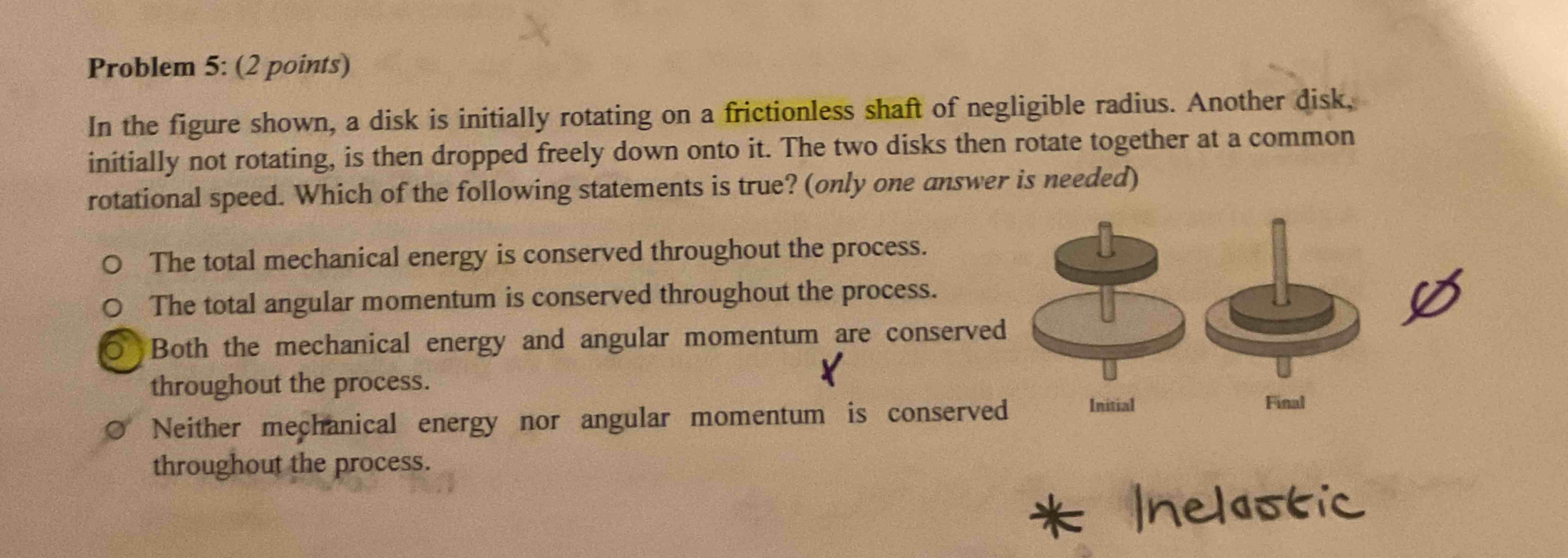 Solved Problem 5: (2 ﻿points)In the figure shown, a disk is | Chegg.com