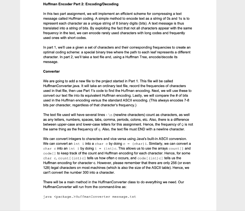 Solved Huffman Encoder Part 2: Encoding/Decoding In this two | Chegg.com