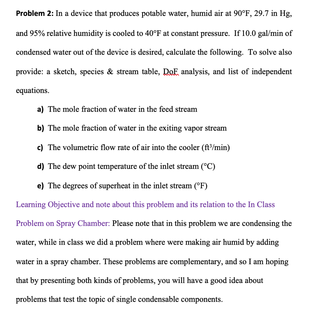 Solved Problem 2: In a device that produces potable water, | Chegg.com