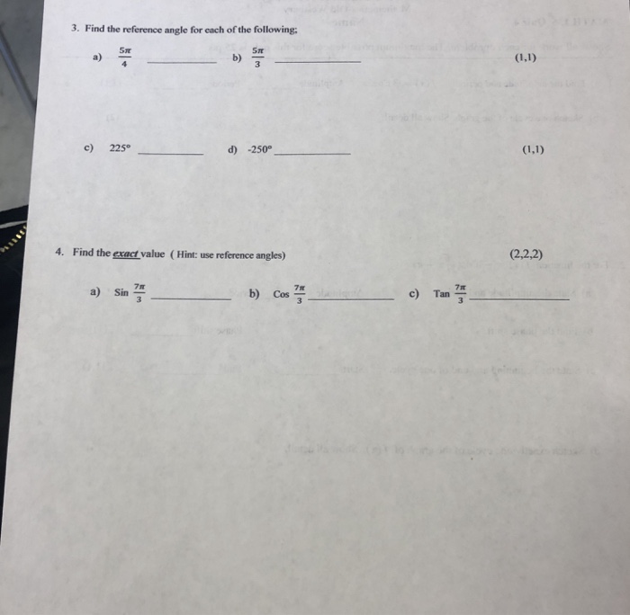 Solved 3. Find the reference angle for each of the following | Chegg.com