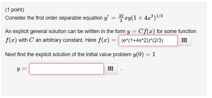 Solved Consider the first order separable equation | Chegg.com