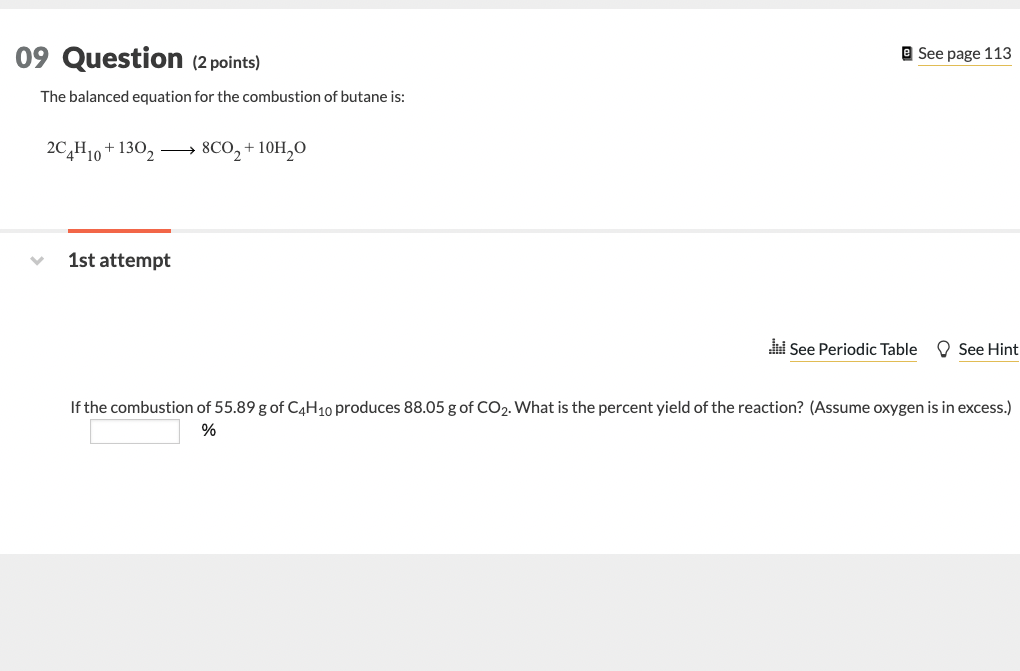 Solved 09 Question ( 2 points) e See page 113 The balanced | Chegg.com