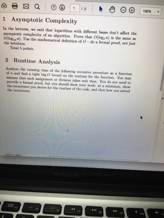Solved 1 /2 100% 1 Asymptotic Complexity In the lectures, we | Chegg.com