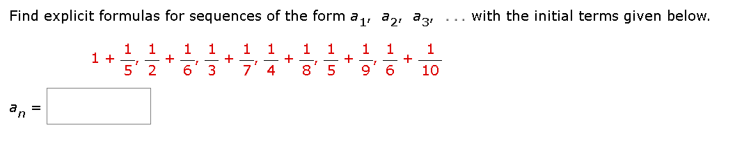 Solved Find explicit formulas for sequences of ﻿the form | Chegg.com