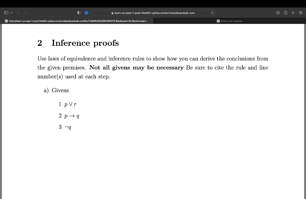 Solved Use laws of equivalence and inference rules to show | Chegg.com