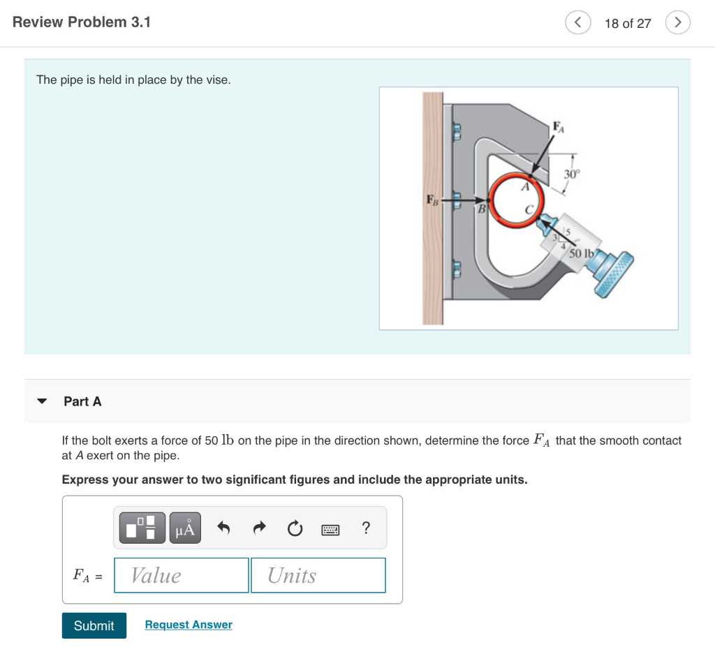 Solved Review Problem 3.1 The pipe is held in | Chegg.com