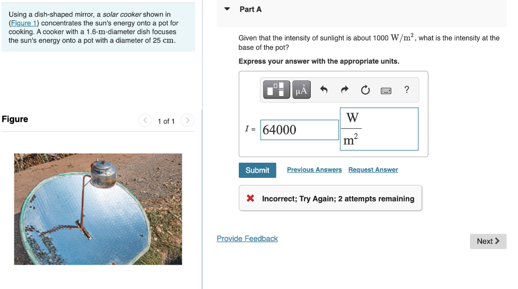 Solved Using a dish-shaped mirror, a solar cooker shown in | Chegg.com