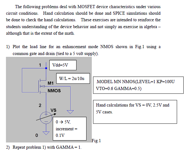Solved The following problems deal with MOSFET device | Chegg.com