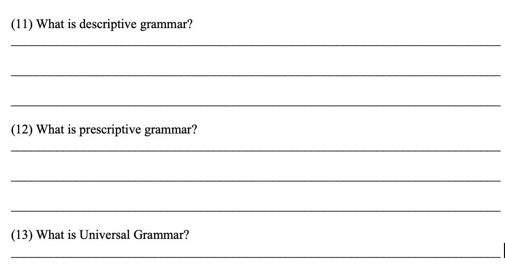 Solved 11 What Is Descriptive Grammar 12 What Is Chegg