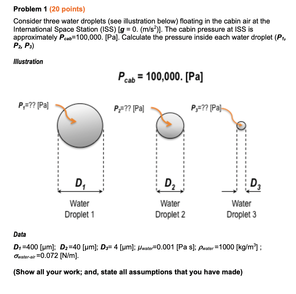 Solved Consider three water droplets (see illustration | Chegg.com