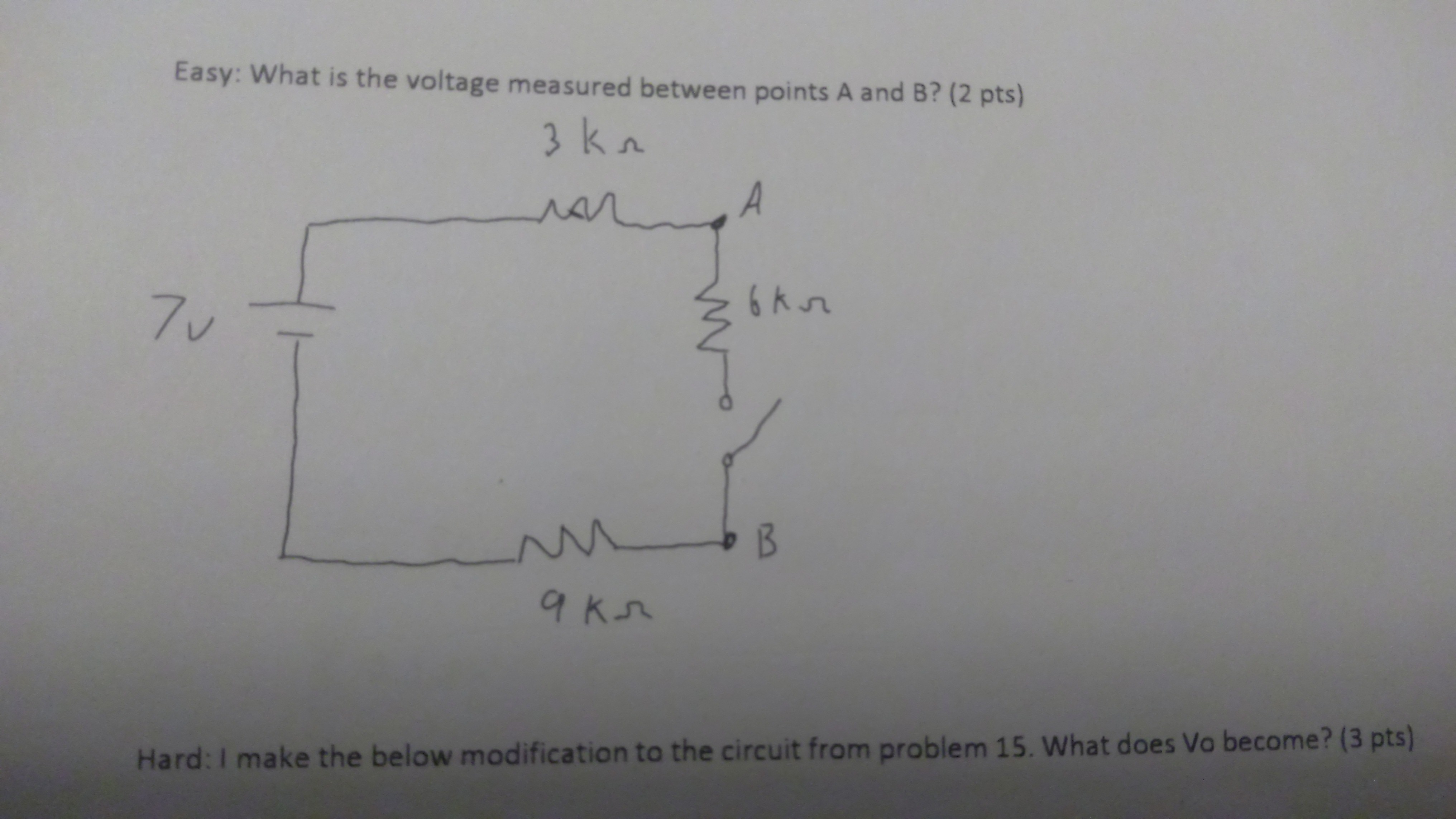 Solved Easy: What is the voltage measured between points A | Chegg.com