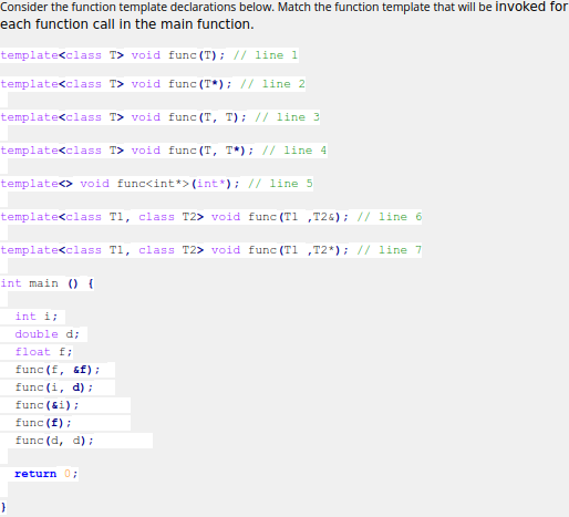 Solved Consider the function template declarations below. | Chegg.com
