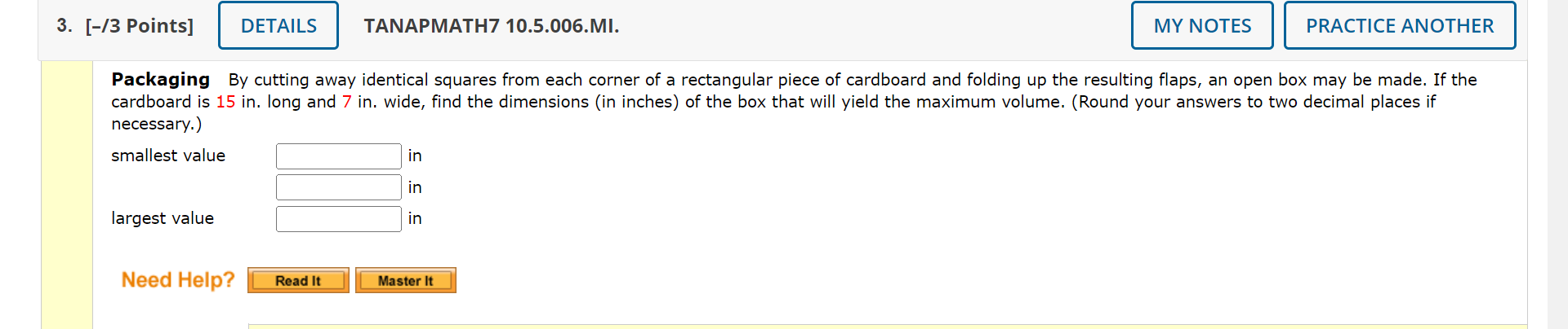 Solved [-/3 Points] TANAPMATH7 10.5.006.MI. Packaging By | Chegg.com