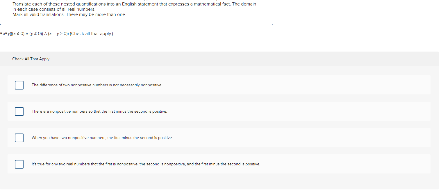 Solved Translate each of these nested quantifications into | Chegg.com