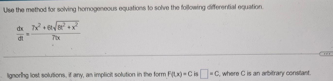 Solved Use the method for solving homogeneous equations to | Chegg.com