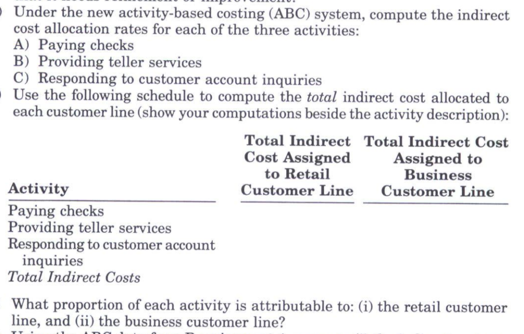 Under The New Activity Based Costing Abc System