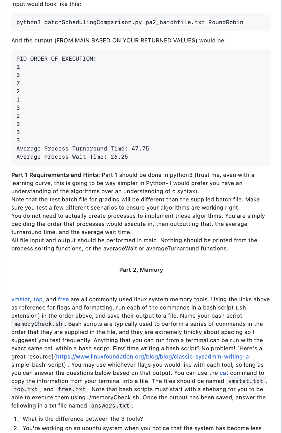 Solved 1. You will simulate round robin sort and shortest | Chegg.com