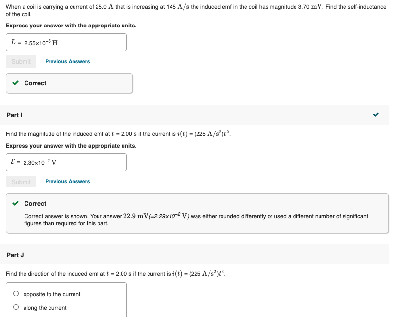 Solved When a coil is carrying a current of 25.0 A that is | Chegg.com