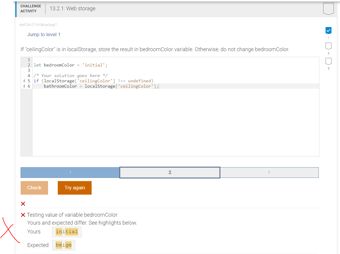 Solved \begin{tabular}{l|l} CHALLENGE & 13.2.1: Web storage. | Chegg.com