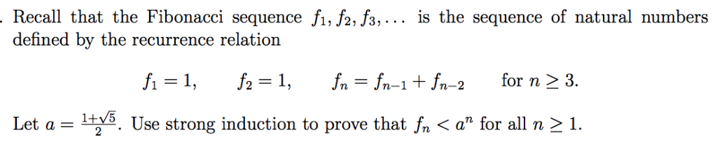 Solved Recall that the Fibonacci sequence fi, f2, f3,... is | Chegg.com