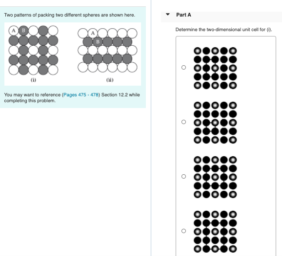 Solved Two patterns of packing two different spheres are | Chegg.com
