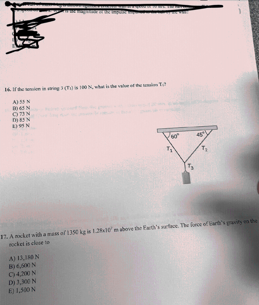 Solved 16. If the tension in string 3(T3) is 100 N, what is | Chegg.com
