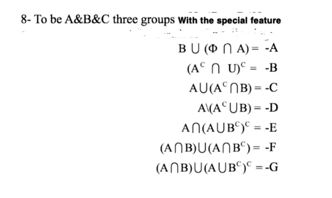 Solved 8- To be A&B&C three groups with the special feature | Chegg.com