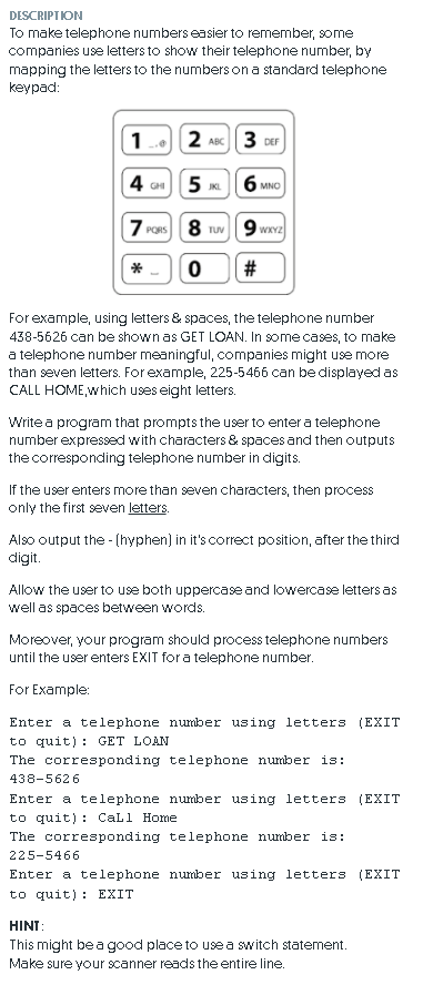 Solved DESCRIPTION To make telephone numbers easier to | Chegg.com
