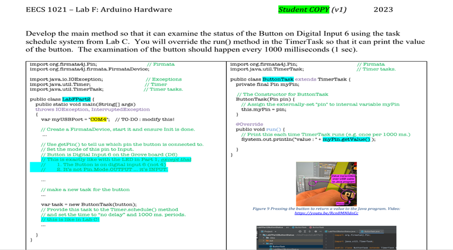 Solved EECS 1021 - Lab F: Arduino Hardware Student COPY | Chegg.com
