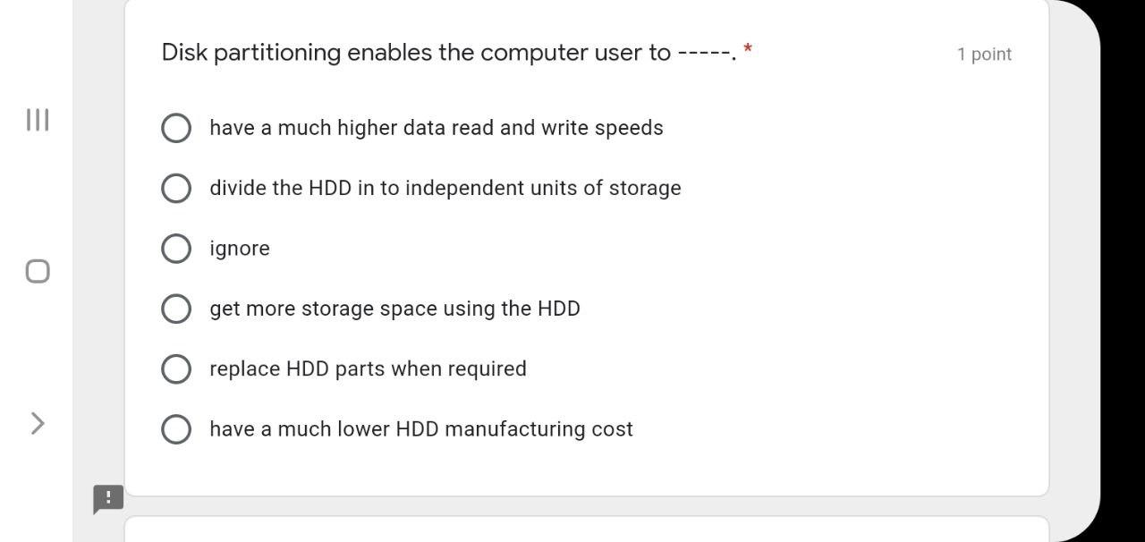 Solved Disk partitioning enables the computer user to ----- | Chegg.com