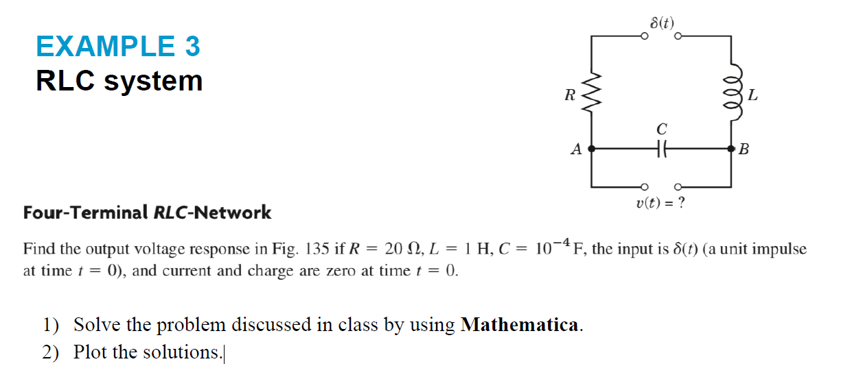 Solved EXAMPLE 3 RLC system R ell L w С HE A B Four-Terminal | Chegg.com
