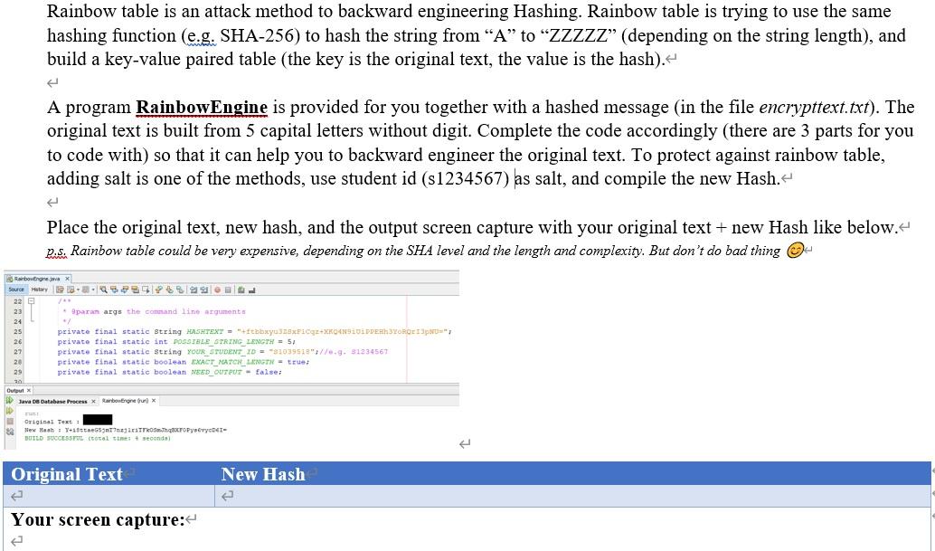 Solved Rainbow table is an attack method to backward | Chegg.com