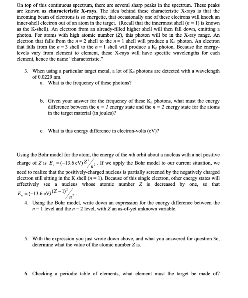 Solved On top of this continuous spectrum, there are several | Chegg.com