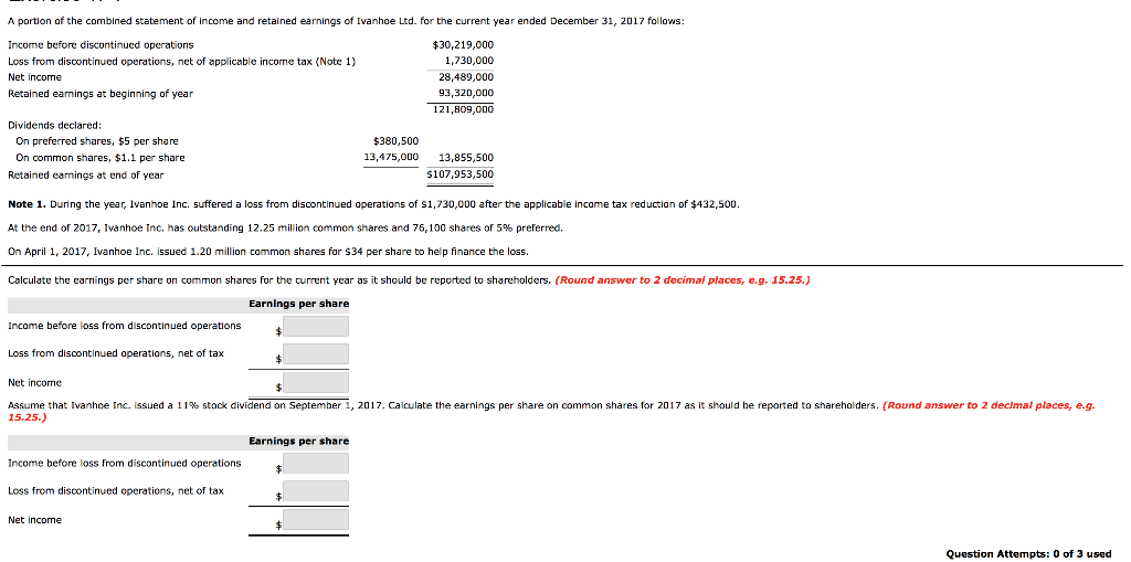 Solved A portion of the combined statement of income and | Chegg.com