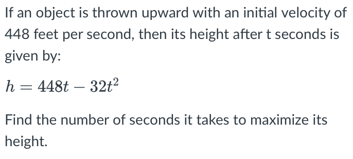 Solved If an object is thrown upward with an initial | Chegg.com