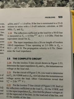 Please solve problem 2.19 Write the load impedance | Chegg.com