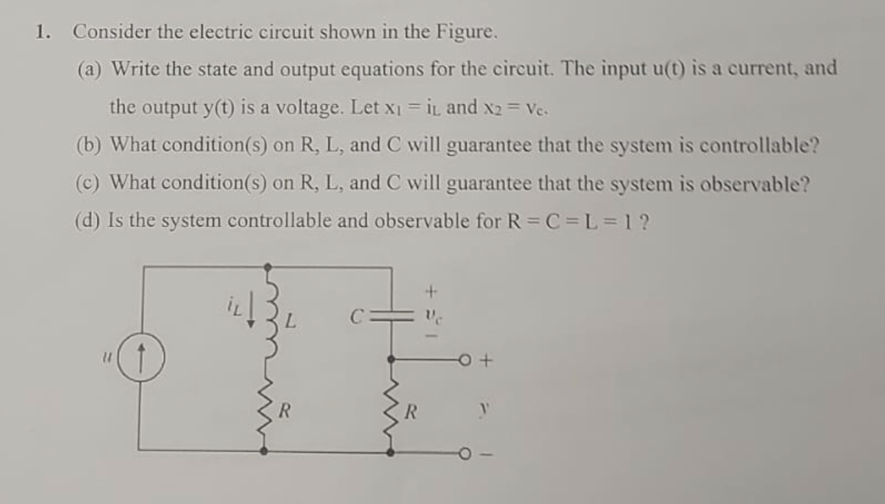 Solved 1. Consider the electric circuit shown in the Figure. | Chegg.com