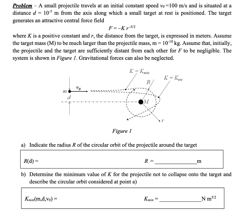 Problem - A small projectile travels at an initial | Chegg.com
