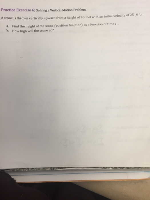 Solved Practice Exercise 6: Solving a Vertical Motion | Chegg.com