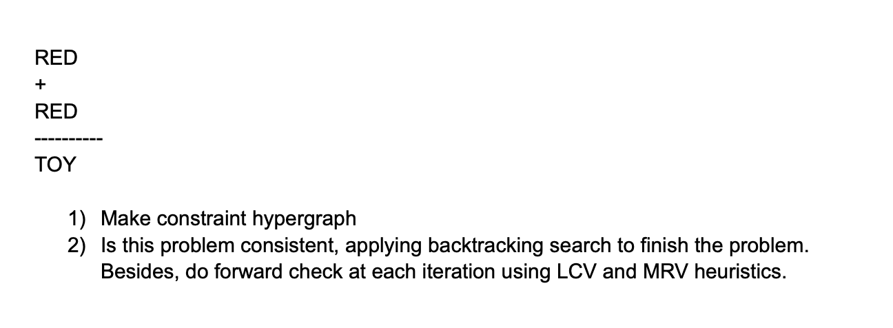 RED + RED TOY 1) Make constraint hypergraph 2) Is | Chegg.com